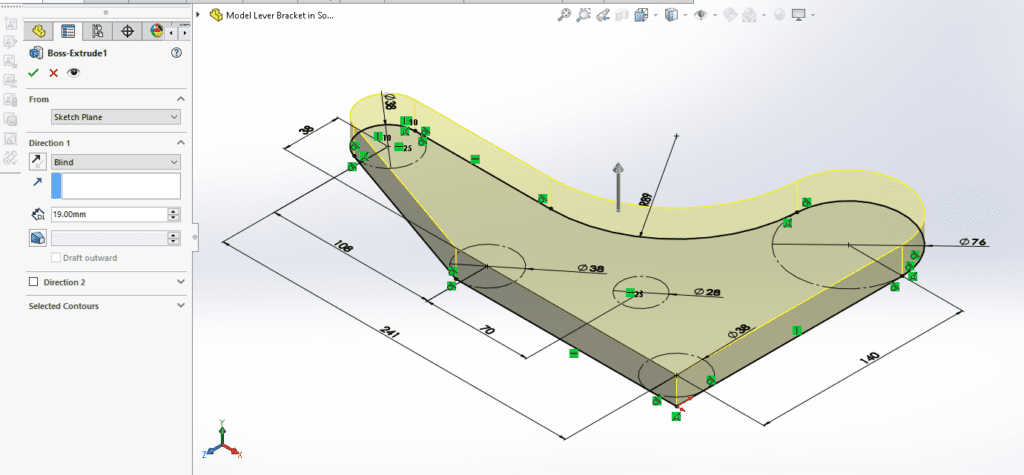 Model Lever Bracket in SolidWorks : (Gallery Serial No.19) – Mechnexus