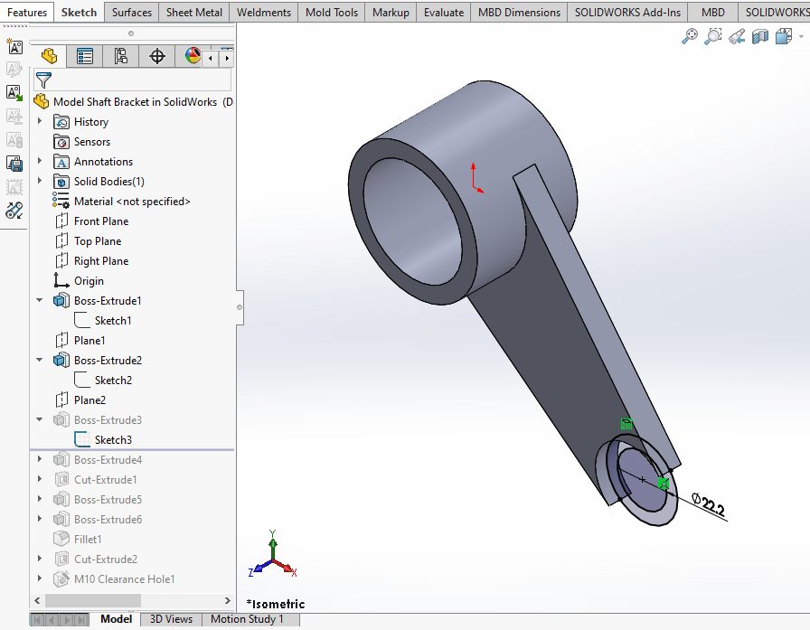 Model Shaft Bracket in SolidWorks – Mechnexus