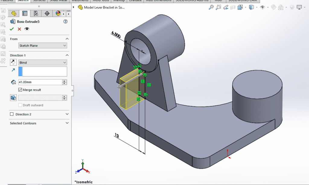 Model Lever Bracket in SolidWorks : (Gallery Serial No.19) – Mechnexus