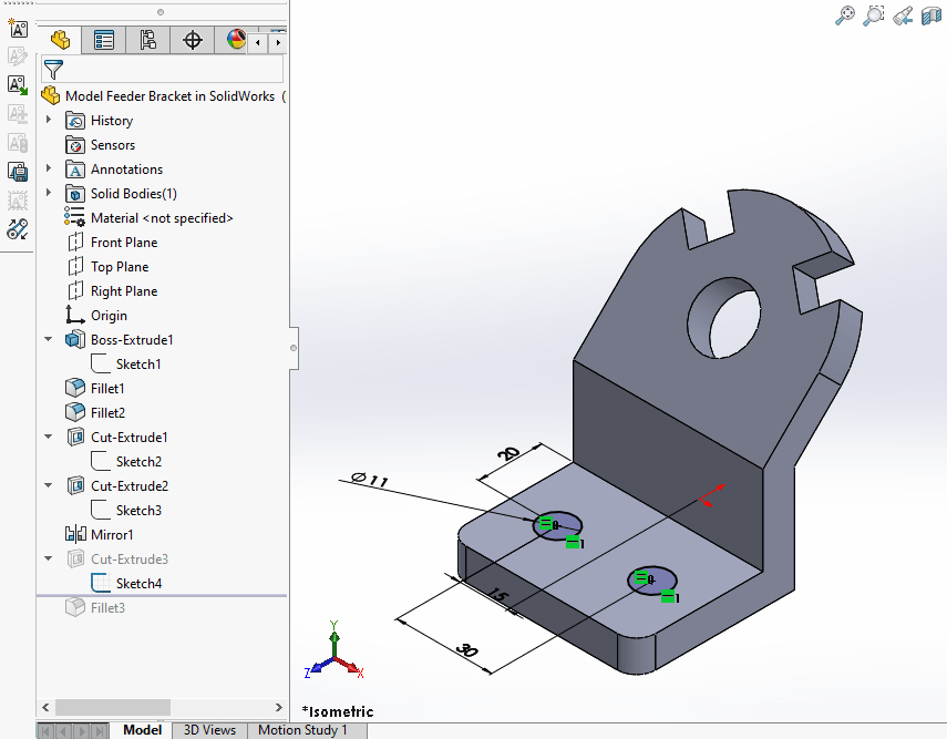 Model Feeder Bracket in SolidWorks – Mechnexus