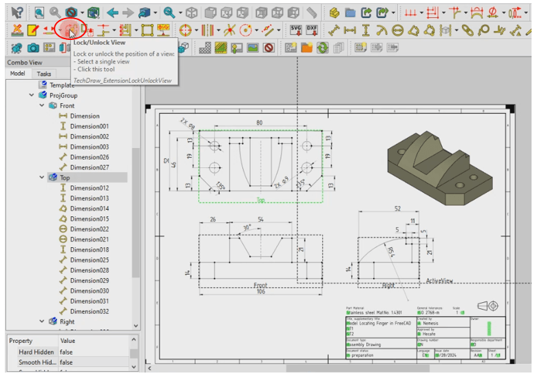 Lock Drawing View Position in FreeCAD Drawing – Mechnexus