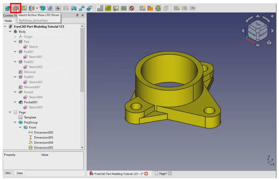 Add Active 3D view in FreeCAD Drawing – Mechnexus