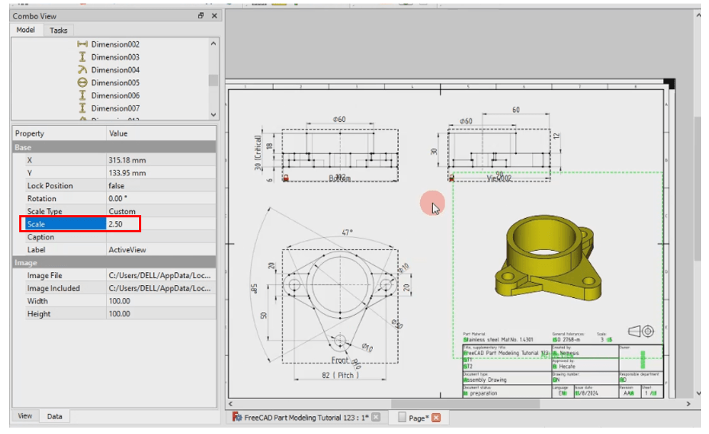 Add Active 3D view in FreeCAD Drawing – Mechnexus